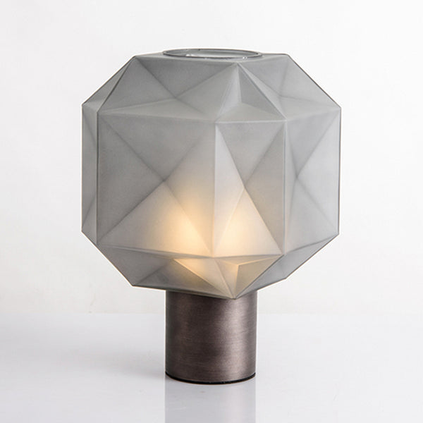 Kreskes Desk Lamp | Geometric Octagon Shape Light Gray Glass Lamp Shade ...