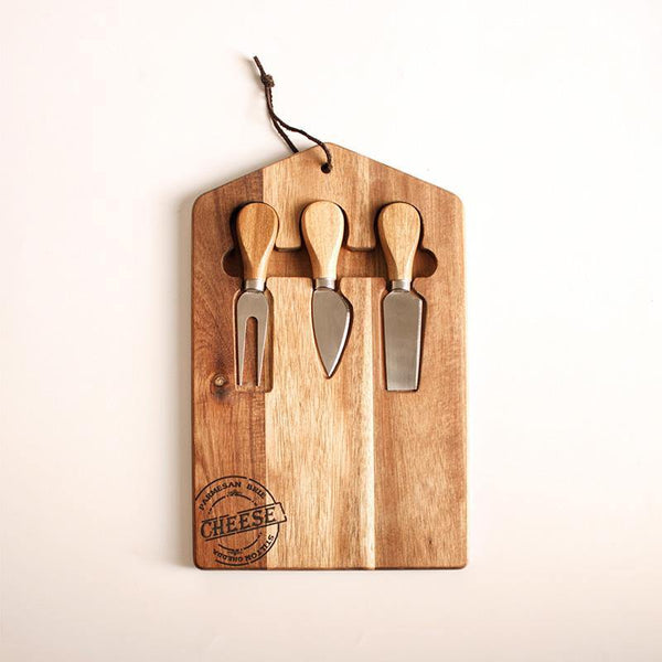Acacia Buttery Cheese Trio | Wooden Cheese Board Knives Set Bread Cake ...