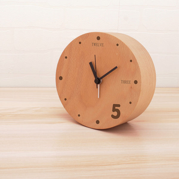 Log Concave 5 Clock | Log alarm clock real bell beech clock head small ...