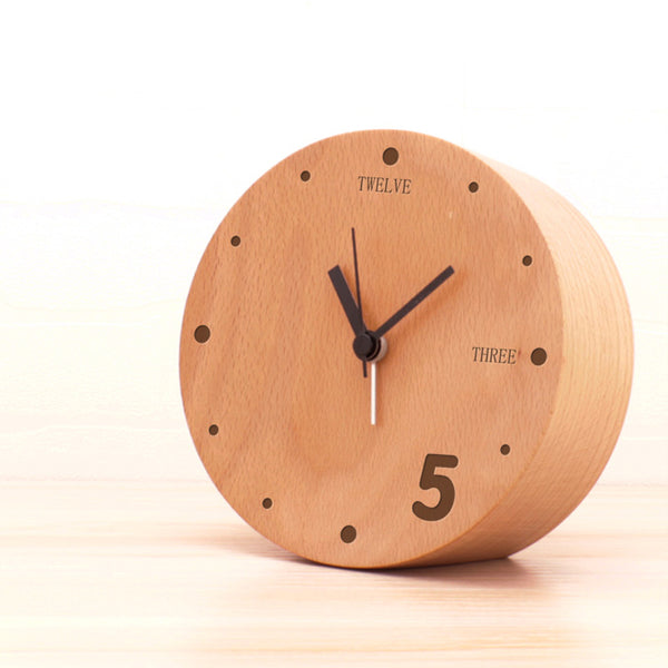 Log Concave 5 Clock | Log alarm clock real bell beech clock head small ...