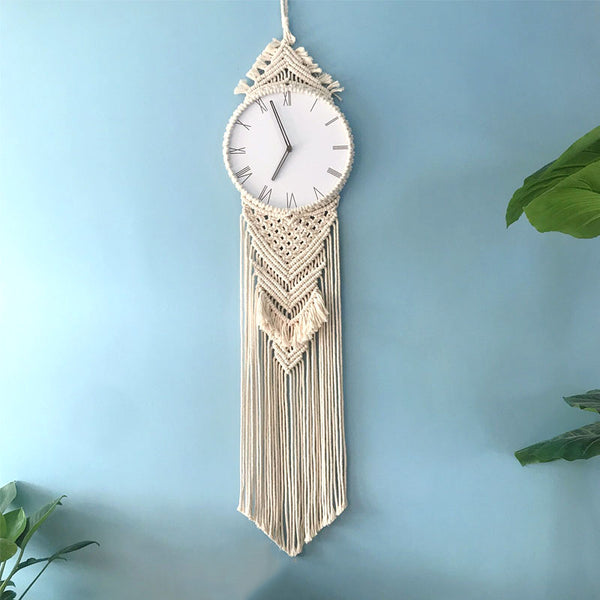 Gemma Boho Clock | 12" x 47" Macrame Bohemian Mandala Wall Hanging ...