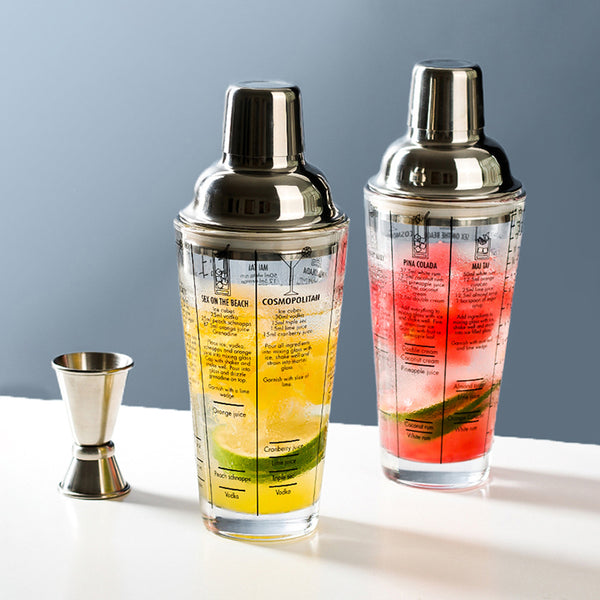Leshem Cocktail Shaker | 14oz Glass Cocktail Shaker with Recipes ...