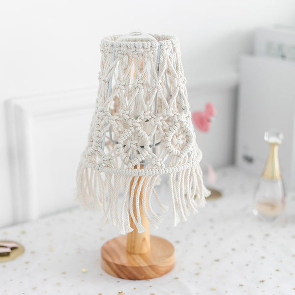 Poe Square Macrame Desk Lamp | Hand-Woven Small Table Lamp for Bedside ...