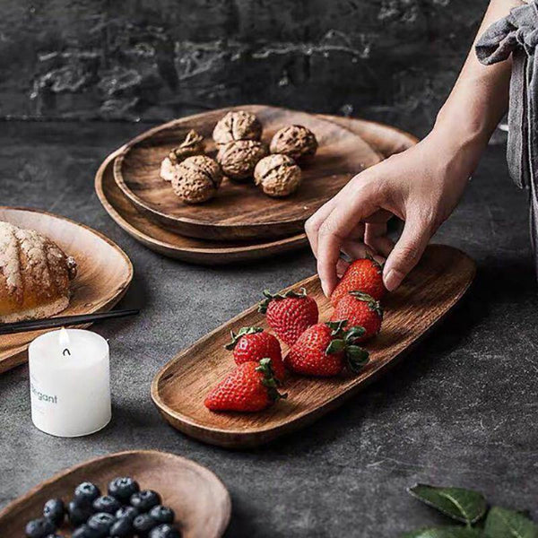 Rustic Acacia Irregular 8" Platter | Handcracfted Acacia Wood Chip and ...